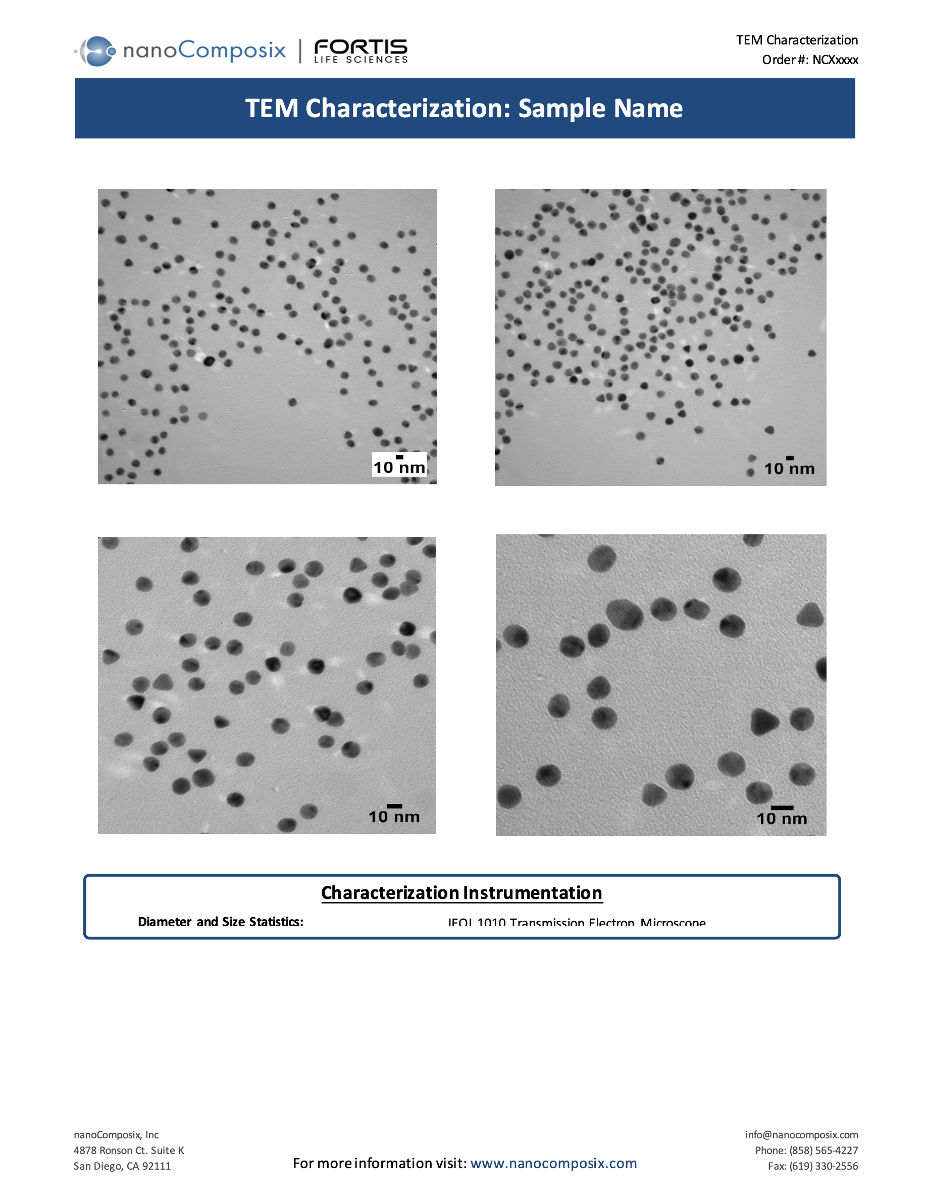 TEM Nanoparticle Analysis - nanoComposix
